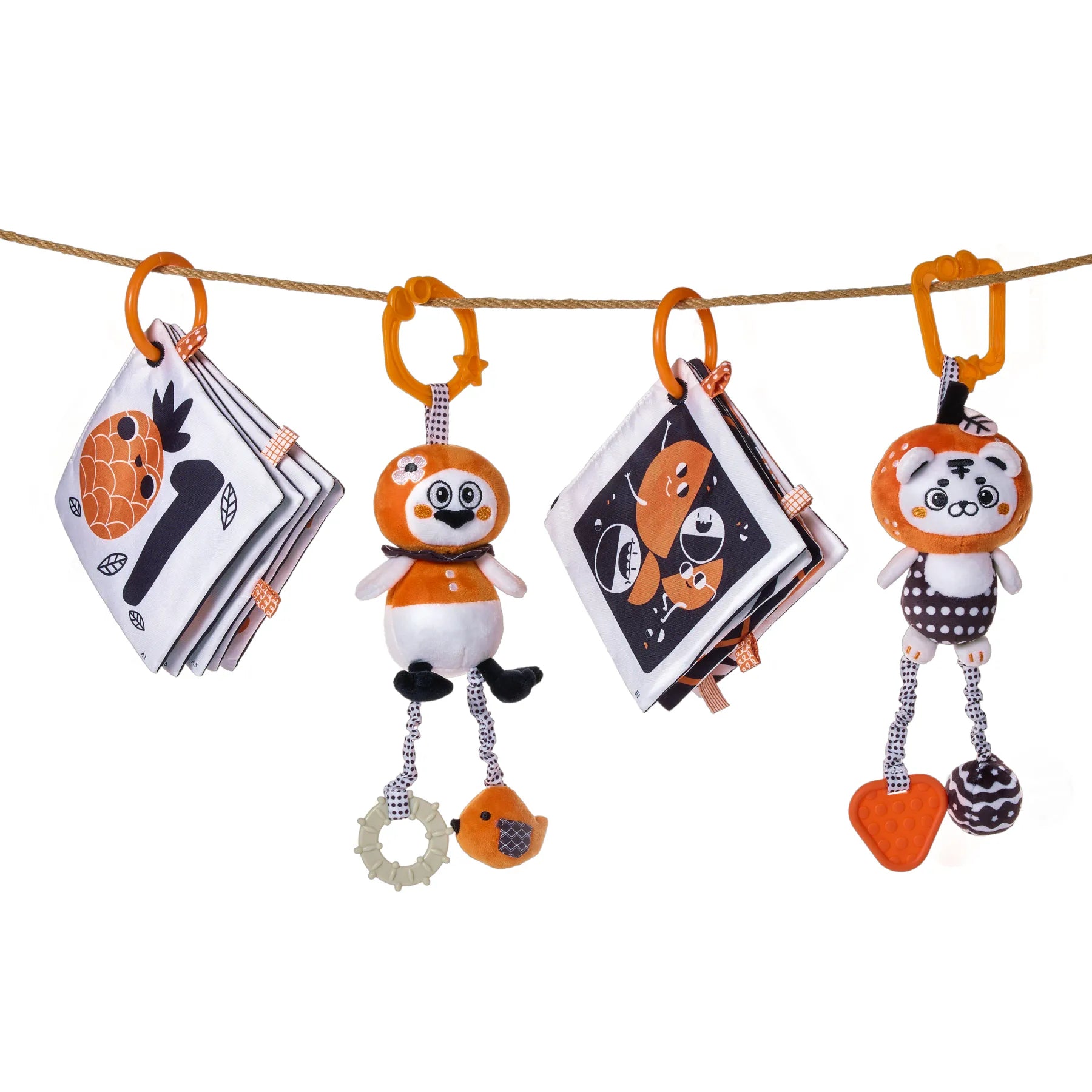 Black & White High Contrast Hanging Toy Set - Crinkle Book & Rattle ...